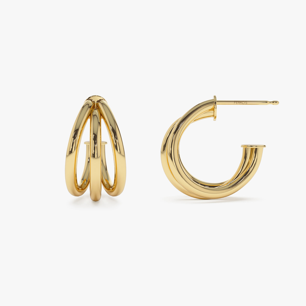 14k Triple Row Hoop Earrings – Ferkos Fine Jewelry