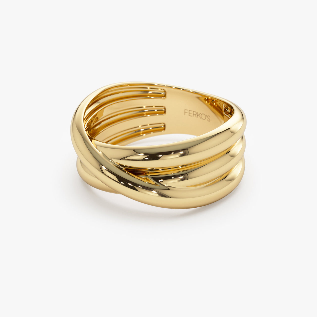 14k Solid Gold Multi-strand Crossover Ring – Ferkos Fine Jewelry