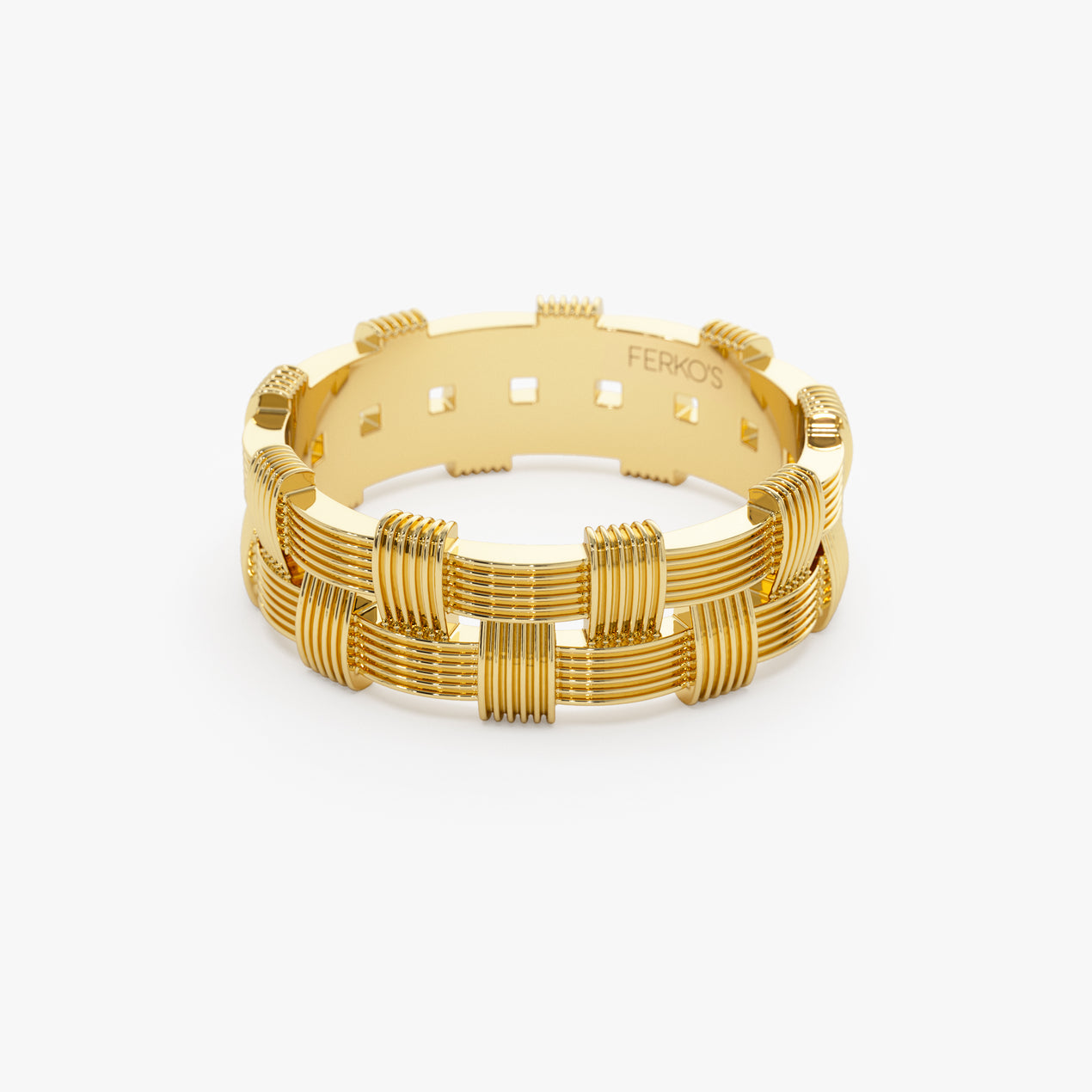 14K Stackable Ribbed Woven Gold Ring – Ferkos Fine Jewelry