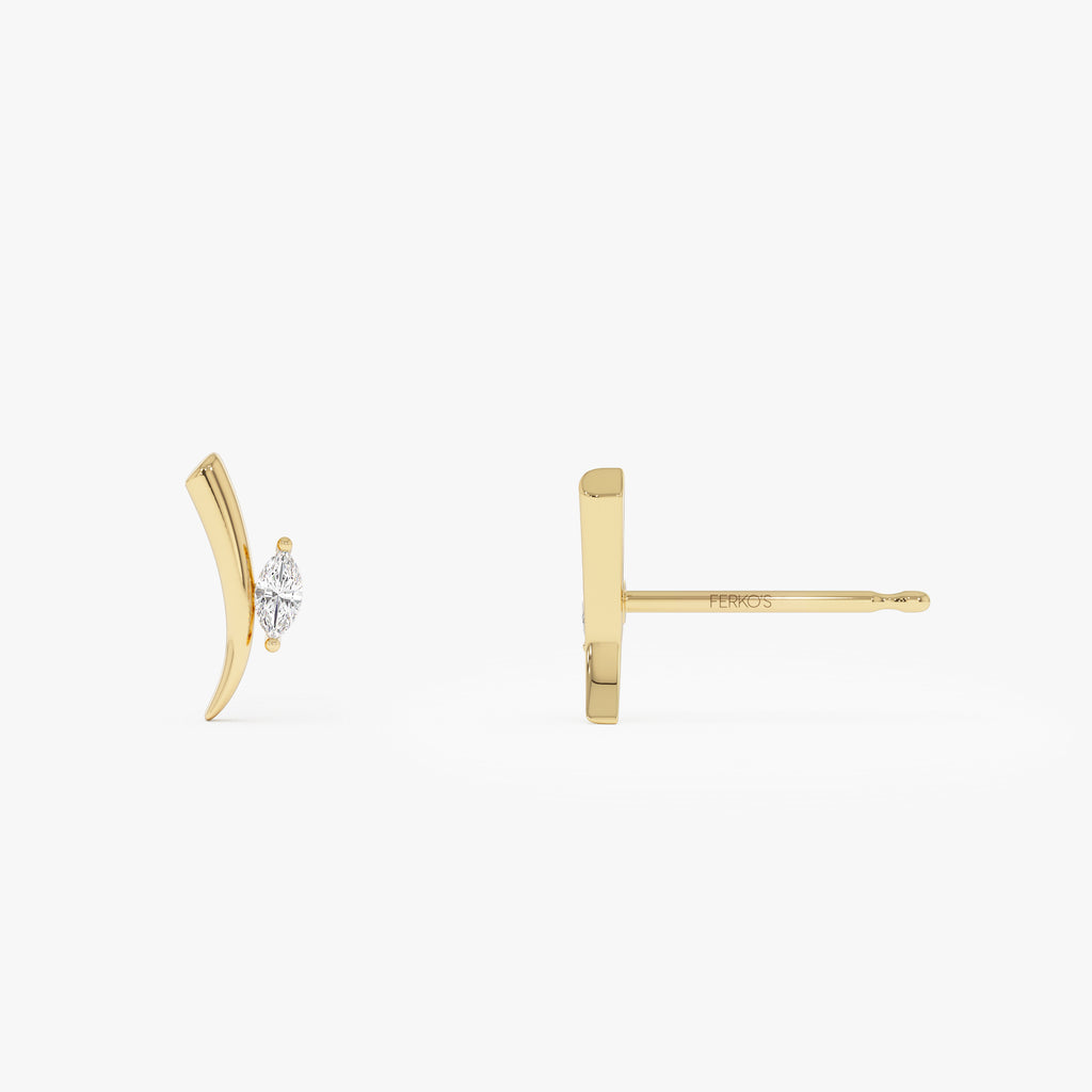 14k Yellow Gold Diamond Bar Stud Earrings – Ferkos Fine Jewelry