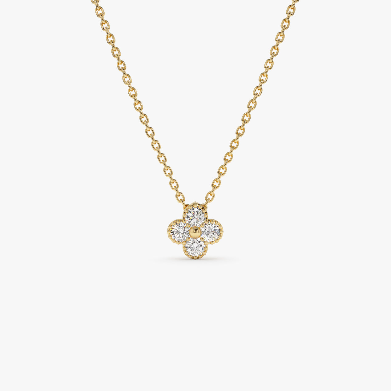 14k Diamond Clover Beaded Necklace – Ferkos Fine Jewelry