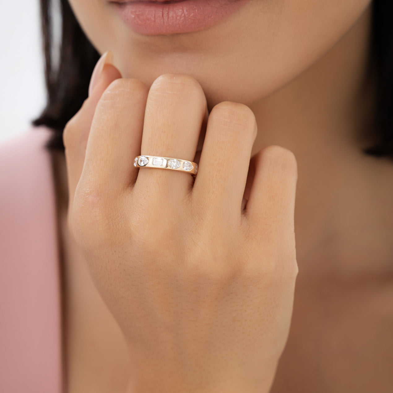2.35 ctw 14k Mixed Shape Flush Setting Lab Grown Diamond Anniversary R ...