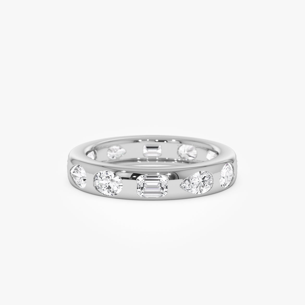 2.35 ctw 14k Mixed Shape Flush Setting Lab Grown Diamond Anniversary R ...