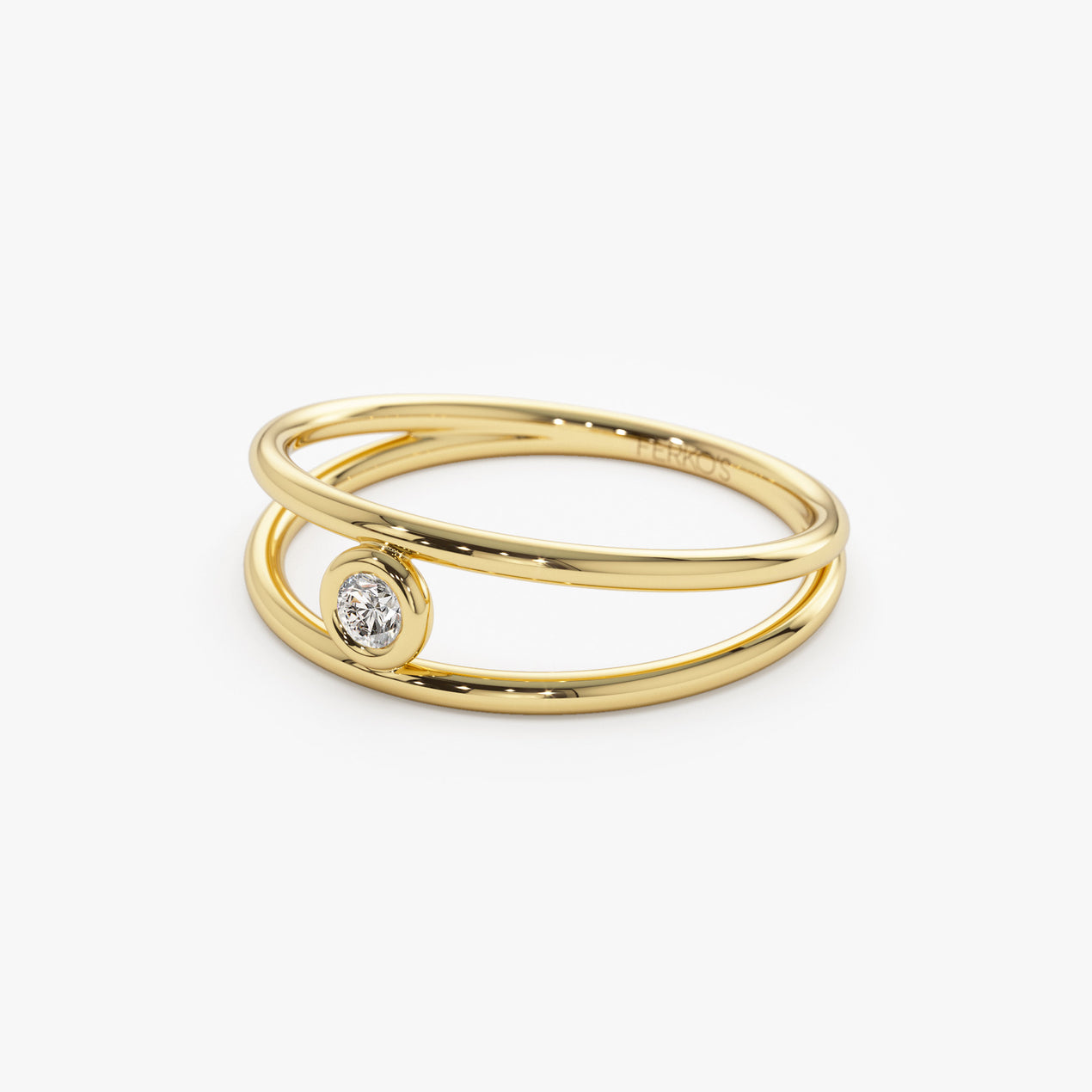 14k Double Band Bezel Setting Diamond Solitaire Ring – Ferkos Fine Jewelry