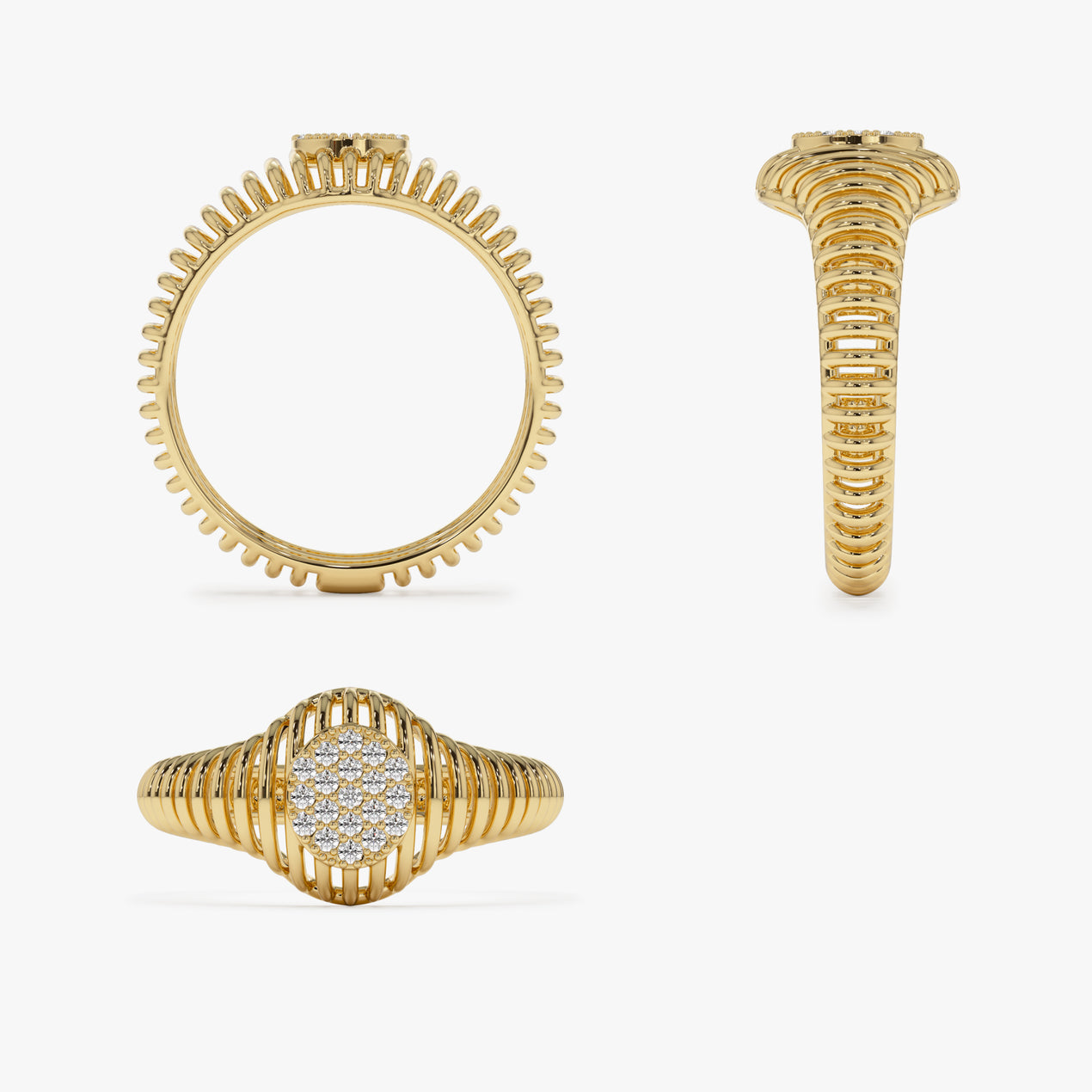 14k Gold Ribbed Oval Signet Ring – Ferkos Fine Jewelry