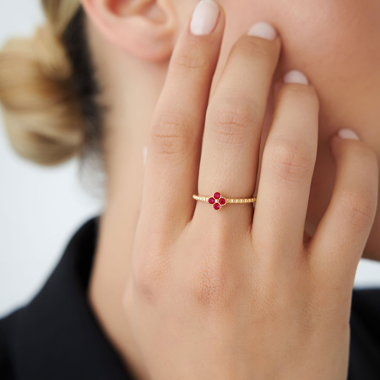 14k Ruby Clover Ring – Ferkos Fine Jewelry