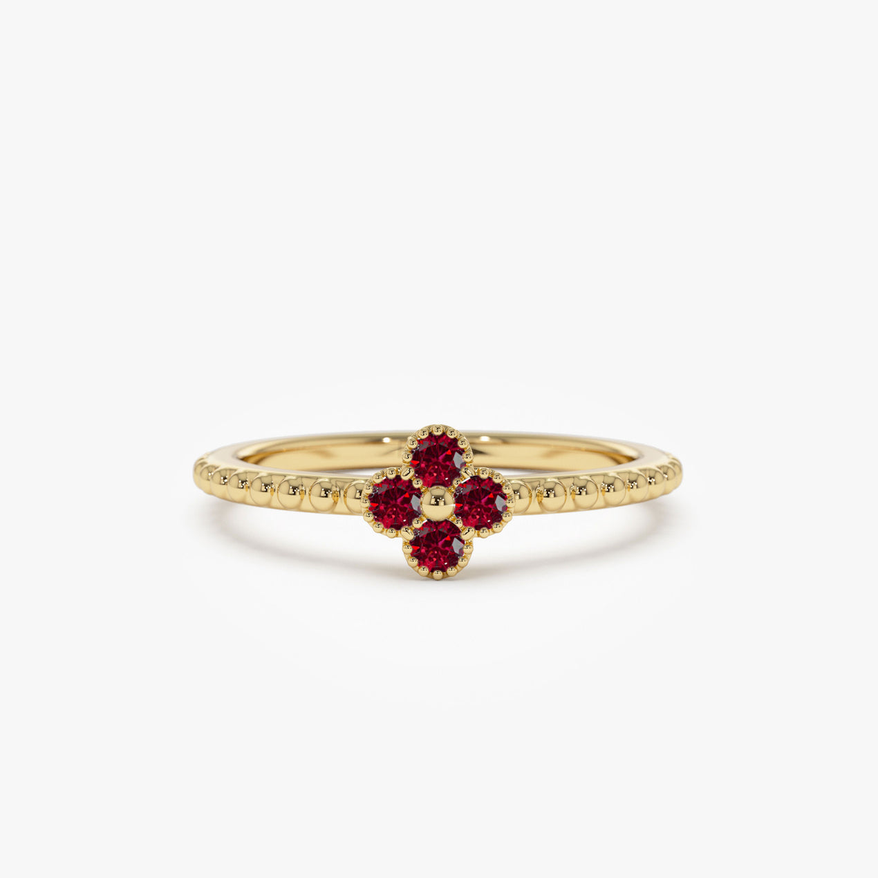 14k Ruby Clover Ring – Ferkos Fine Jewelry