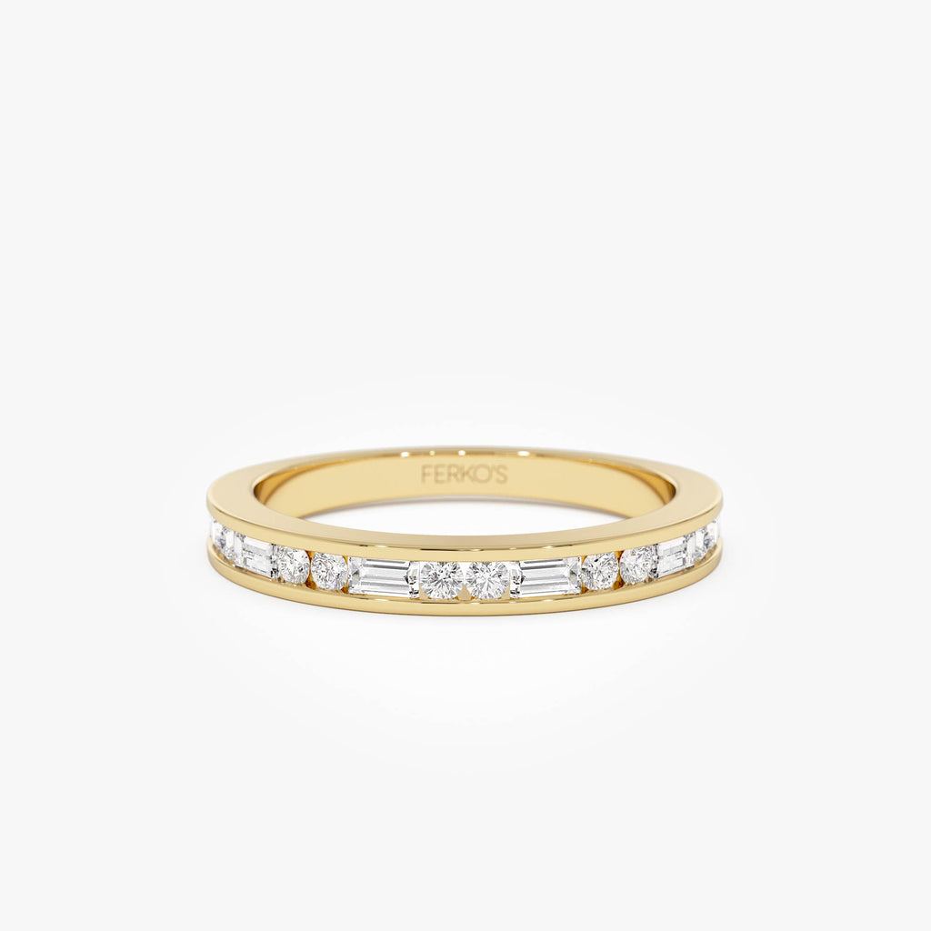 14k Baguette and Round Diamond Channel Band – Ferkos Fine Jewelry