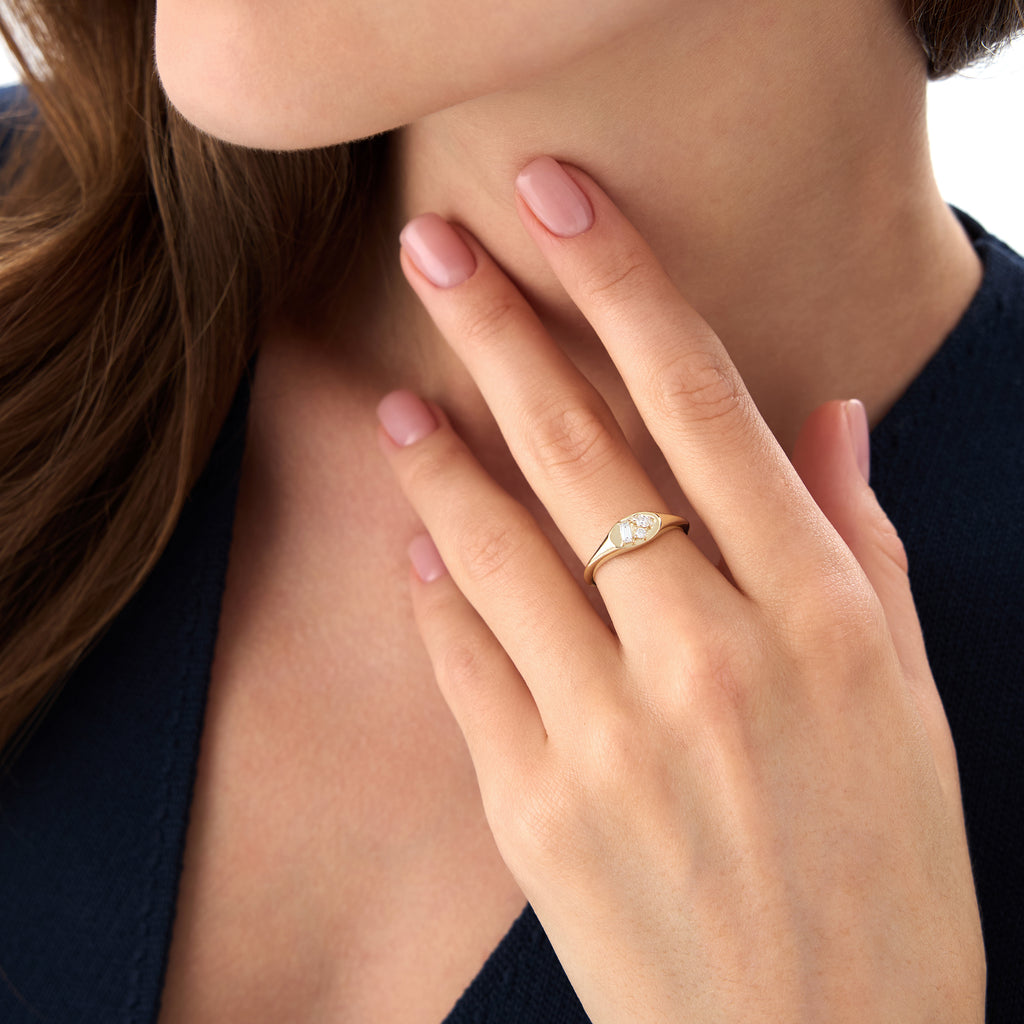 14k Diamond Signet Ring with Mixed Cuts – Ferkos Fine Jewelry