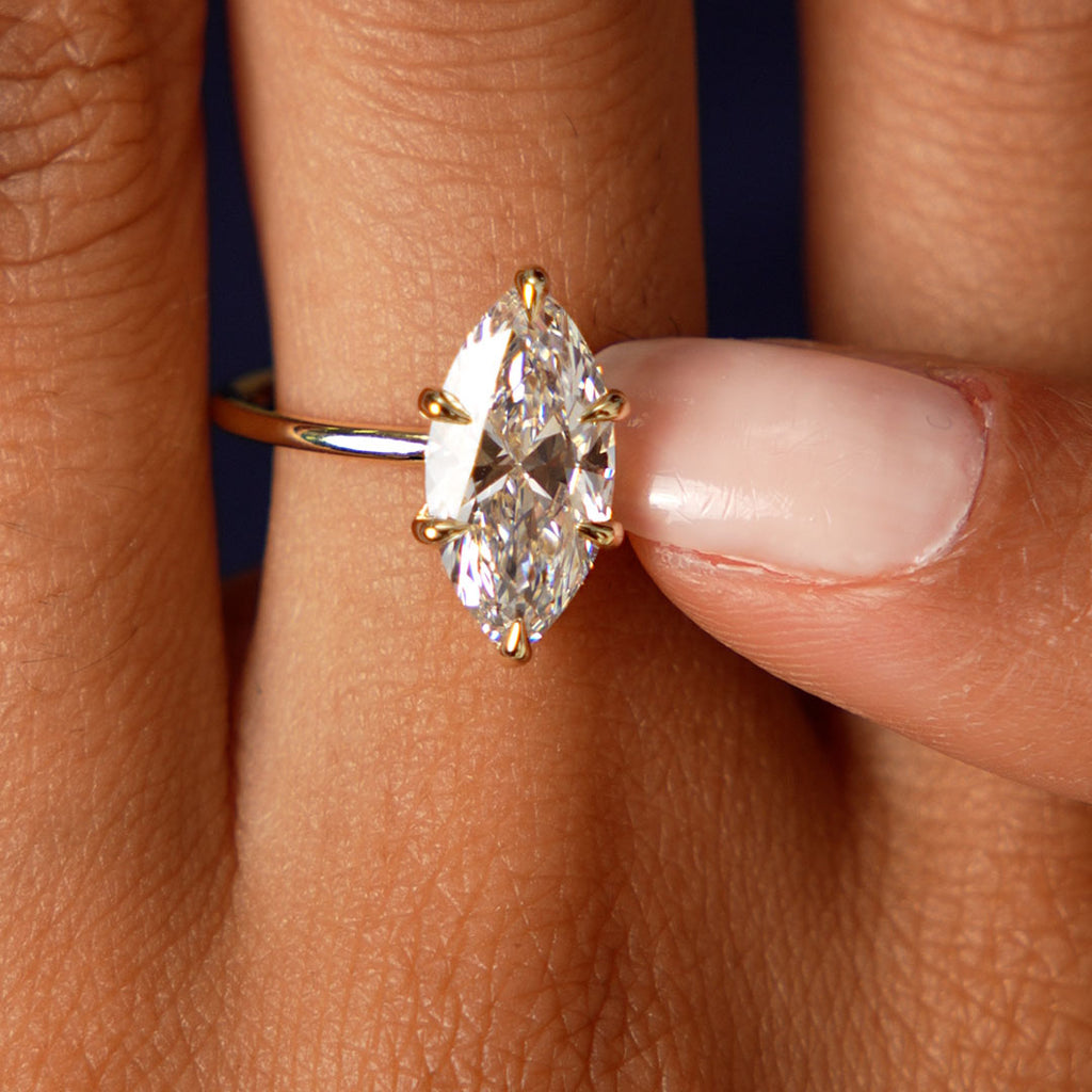 2.00 Ctw 14k Marquise Lab Grown Diamond Engagement Ring with Hidden Ha ...