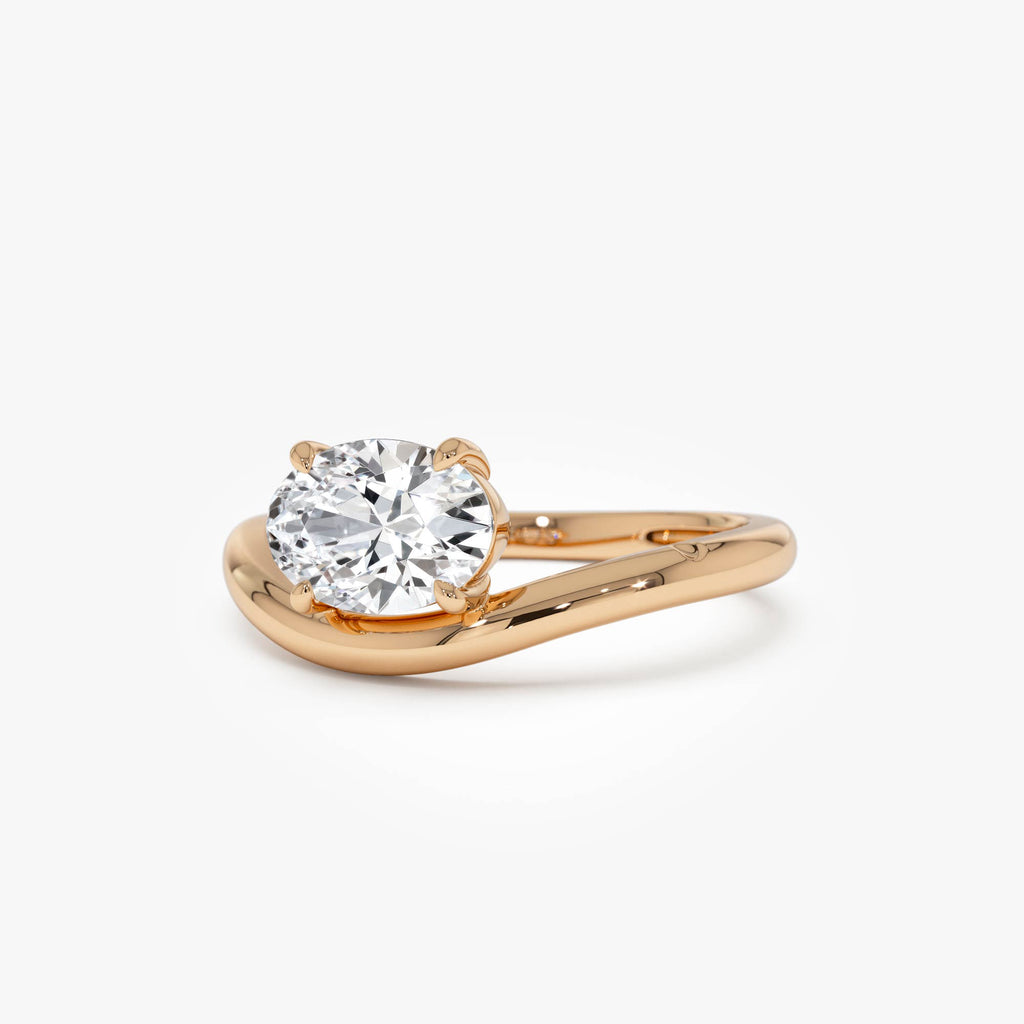 1ct Oval Shaped Lab Grown Contemporary Diamond Engagement Ring - Clio ...