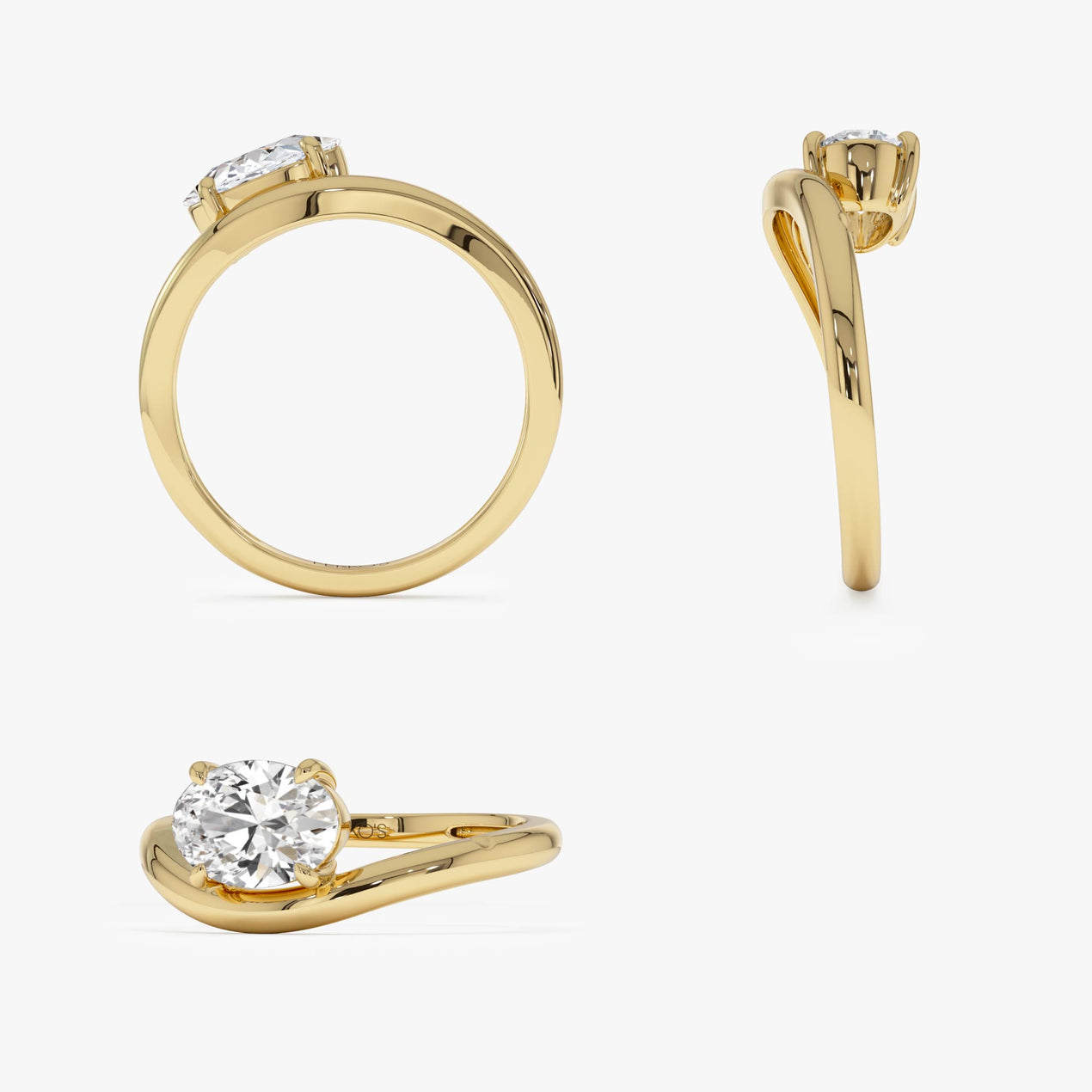 1ct Oval Shaped Lab Grown Contemporary Diamond Engagement Ring - Clio ...
