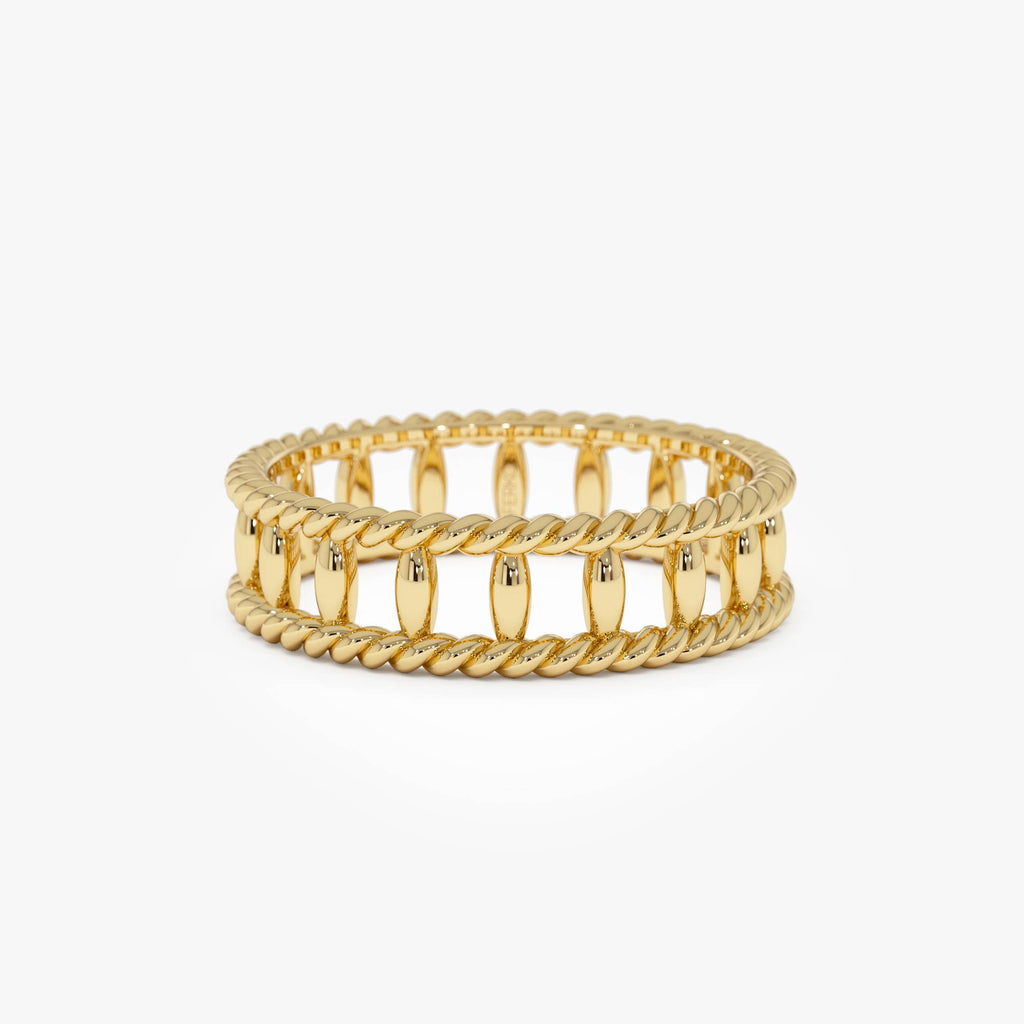14k Double Rope Link Band Ring – Ferkos Fine Jewelry
