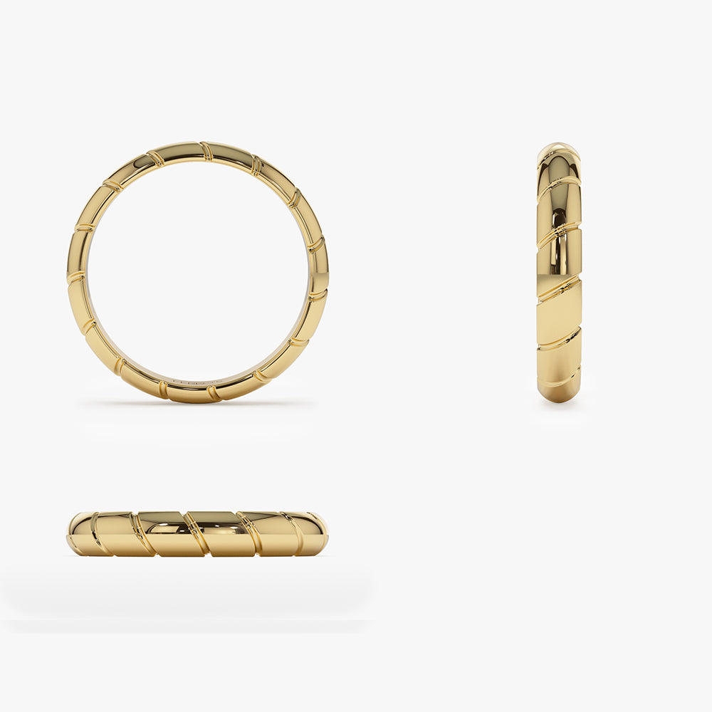 14k 3MM Unique Diagonal Cut Design Gold Ring – Ferkos Fine Jewelry