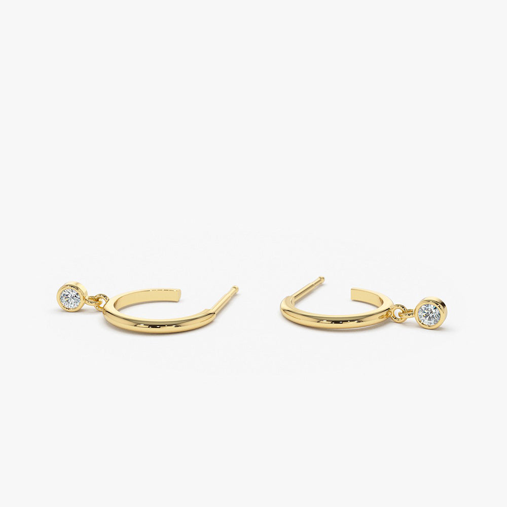14K Hoop with Dangling Diamond – Ferkos Fine Jewelry