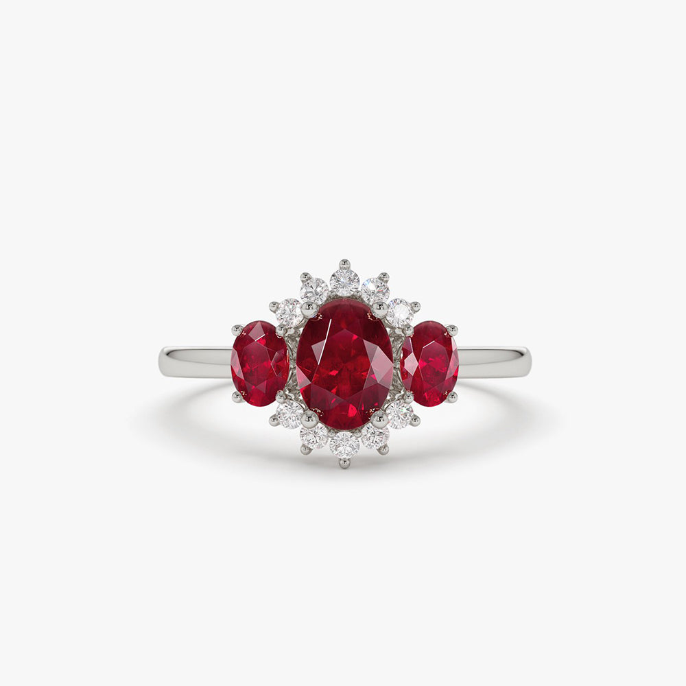 14k Three Stone Ruby Cluster Ring – Ferkos Fine Jewelry