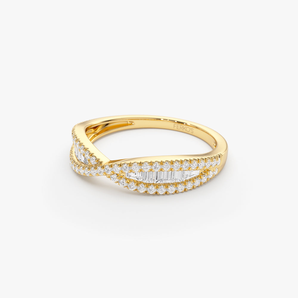 14k Baguette & Round Diamond Nesting Ring – Ferkos Fine Jewelry