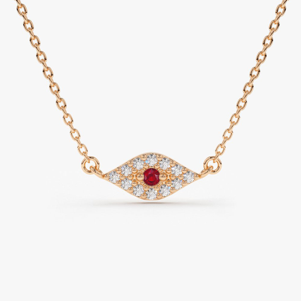 14K Gold Diamond and Ruby Evil Eye Necklace – Ferkos Fine Jewelry