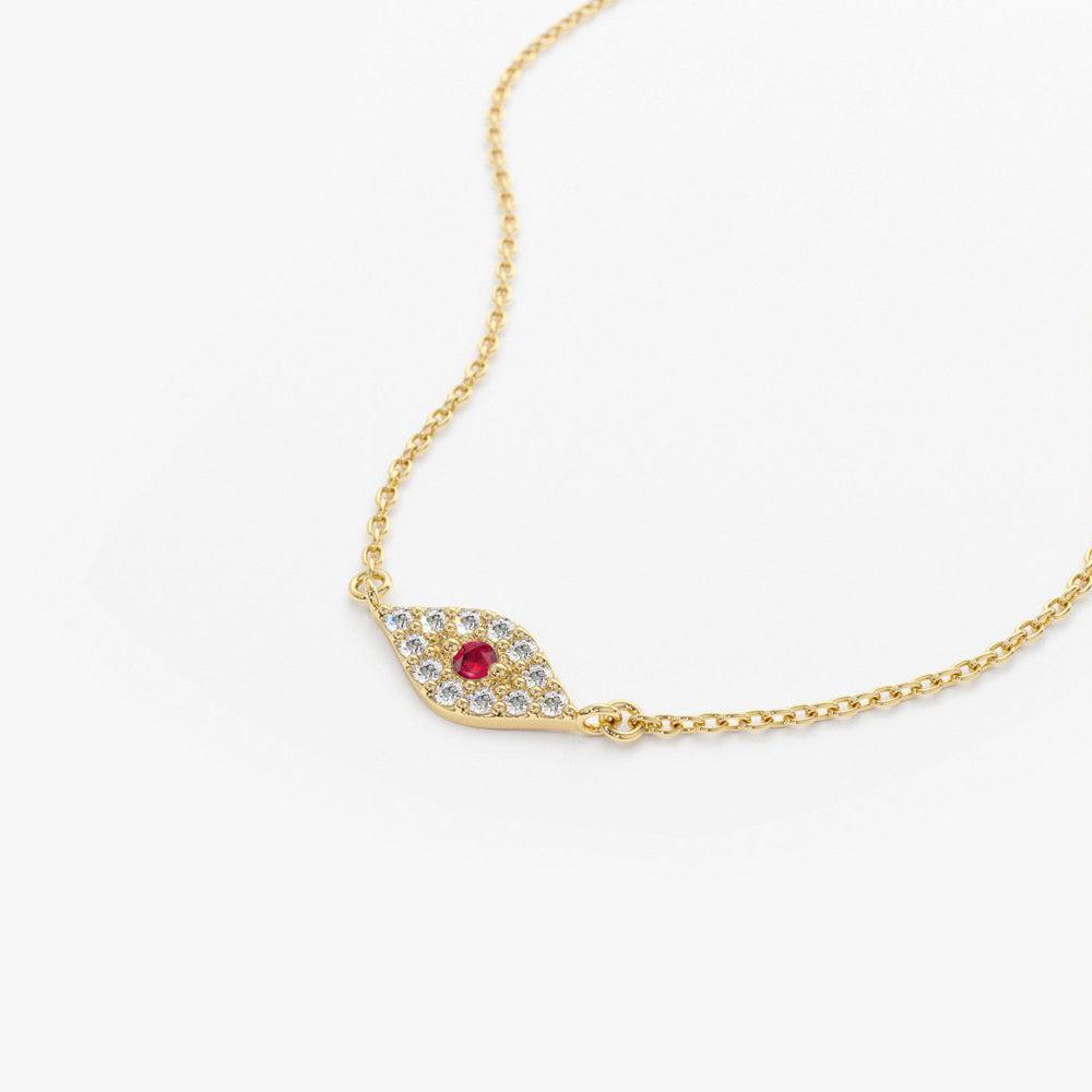 14K Gold Diamond and Ruby Evil Eye Necklace – Ferkos Fine Jewelry