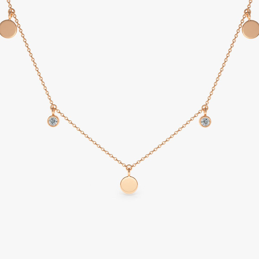 14K Gold Dangling Diamond Disc Necklace – Ferkos Fine Jewelry