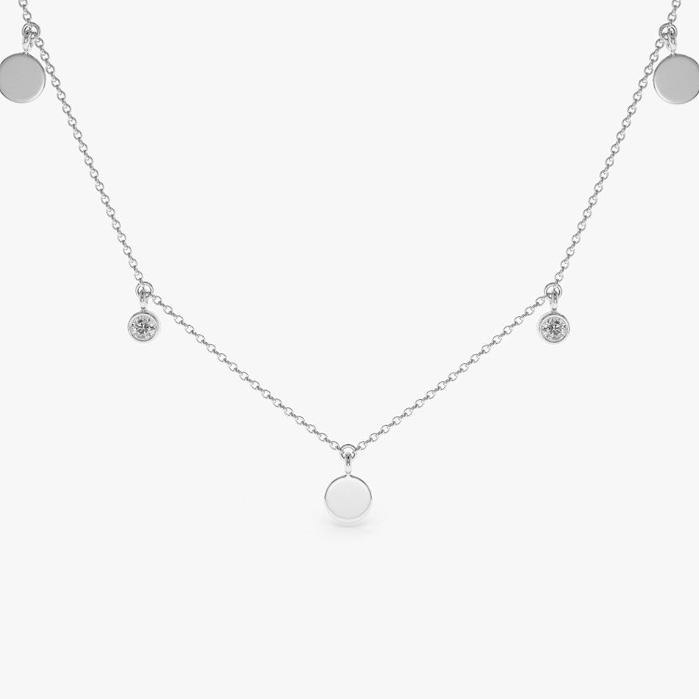 14K Gold Dangling Diamond Disc Necklace – Ferkos Fine Jewelry