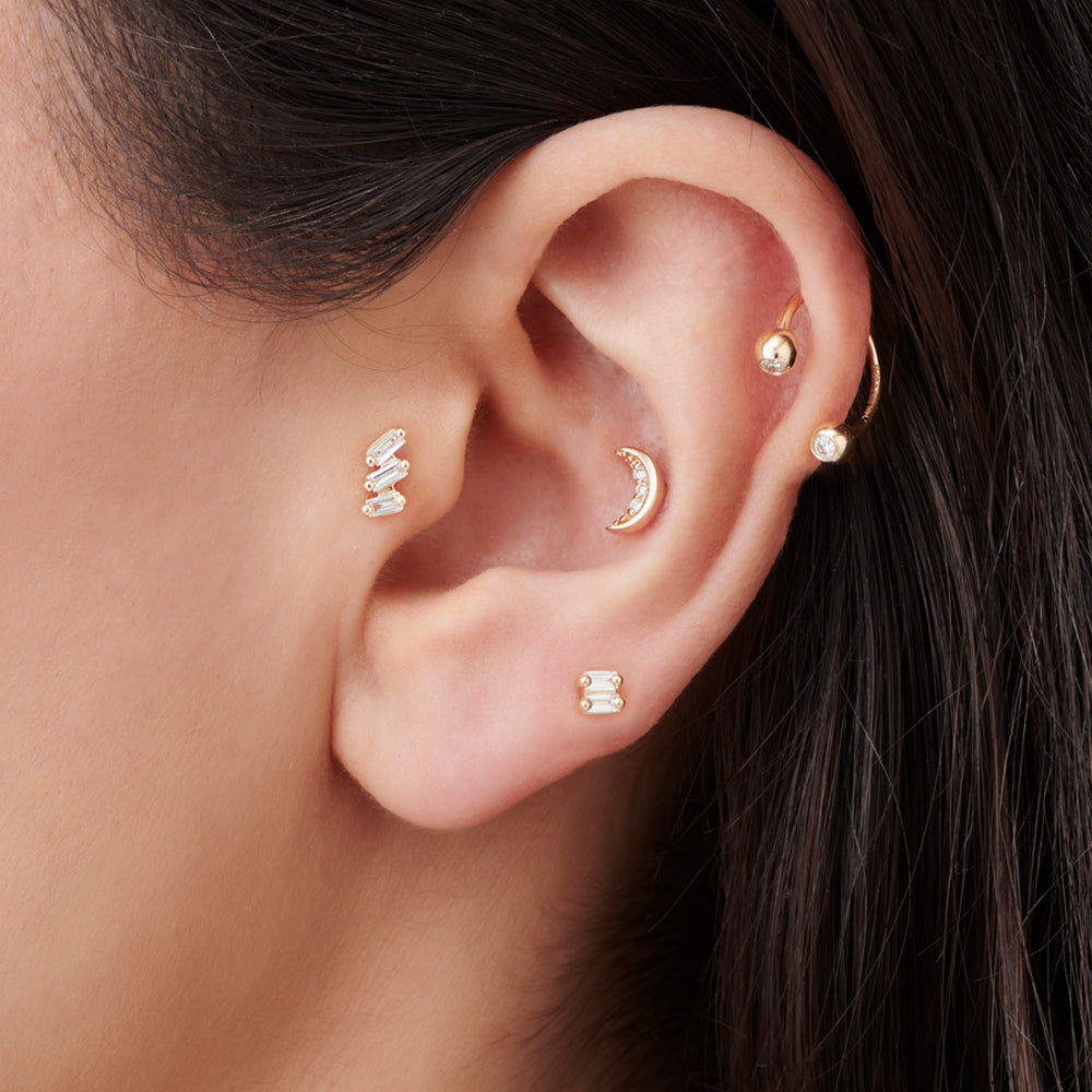 14k Double Baguette Diamond Helix Piercing – Ferkos Fine Jewelry