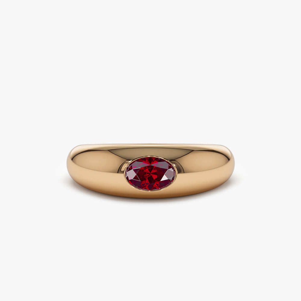 14k Flush Set Oval Ruby Dome Ring – Ferkos Fine Jewelry