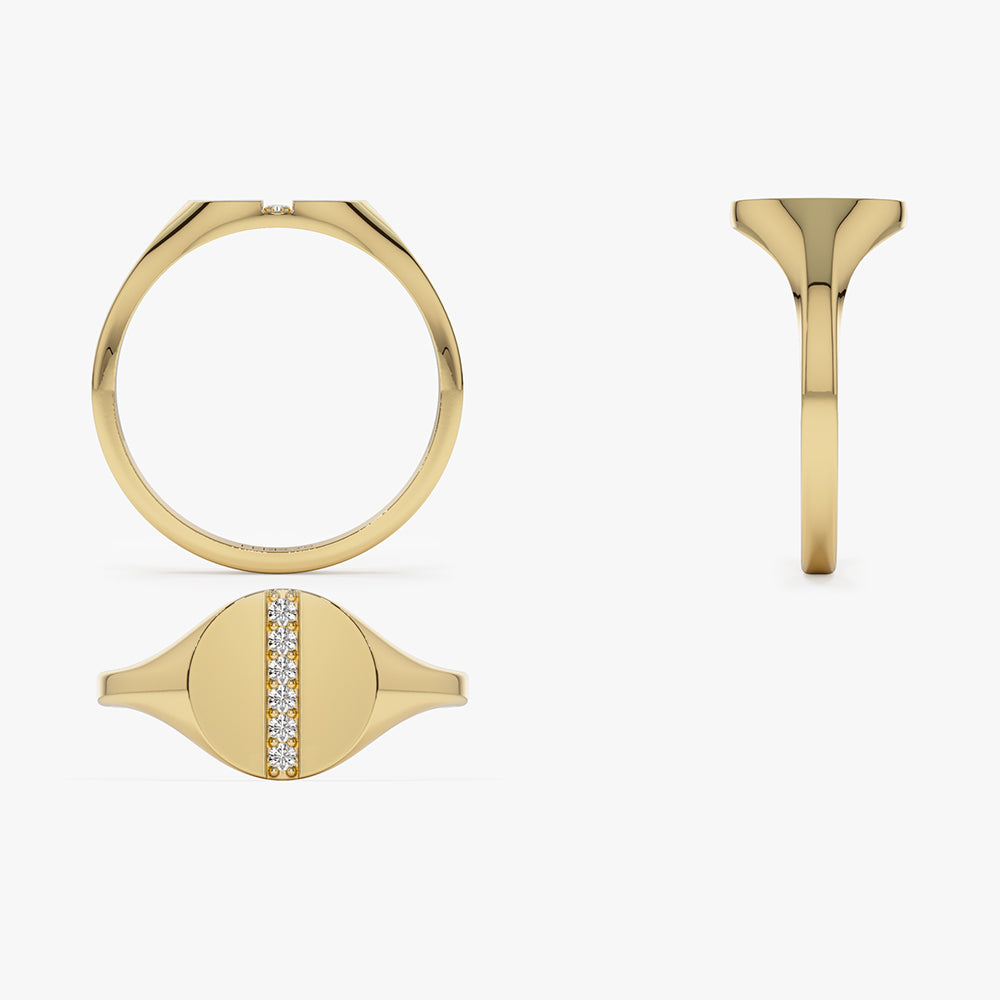 14k Pave Diamond Line Signet Pinky Ring – Ferkos Fine Jewelry